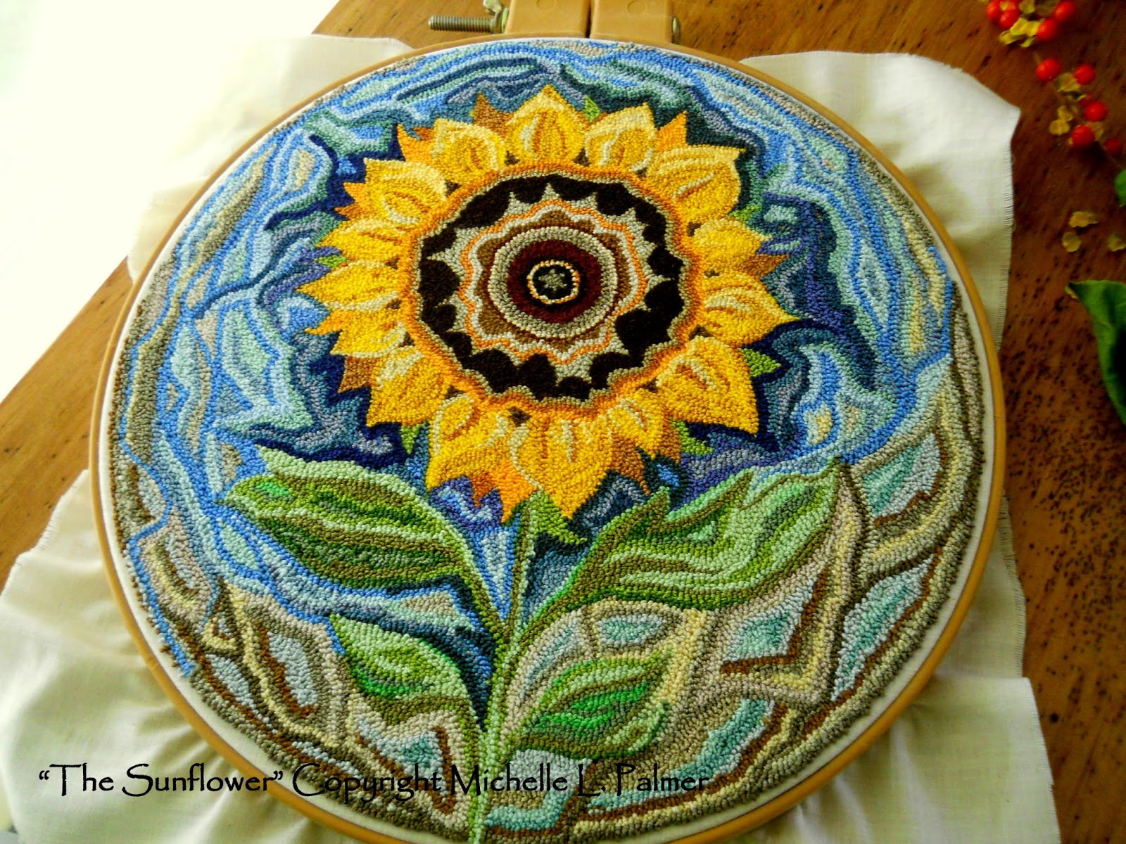 Michelle Palmer: Punch needle sunflower~