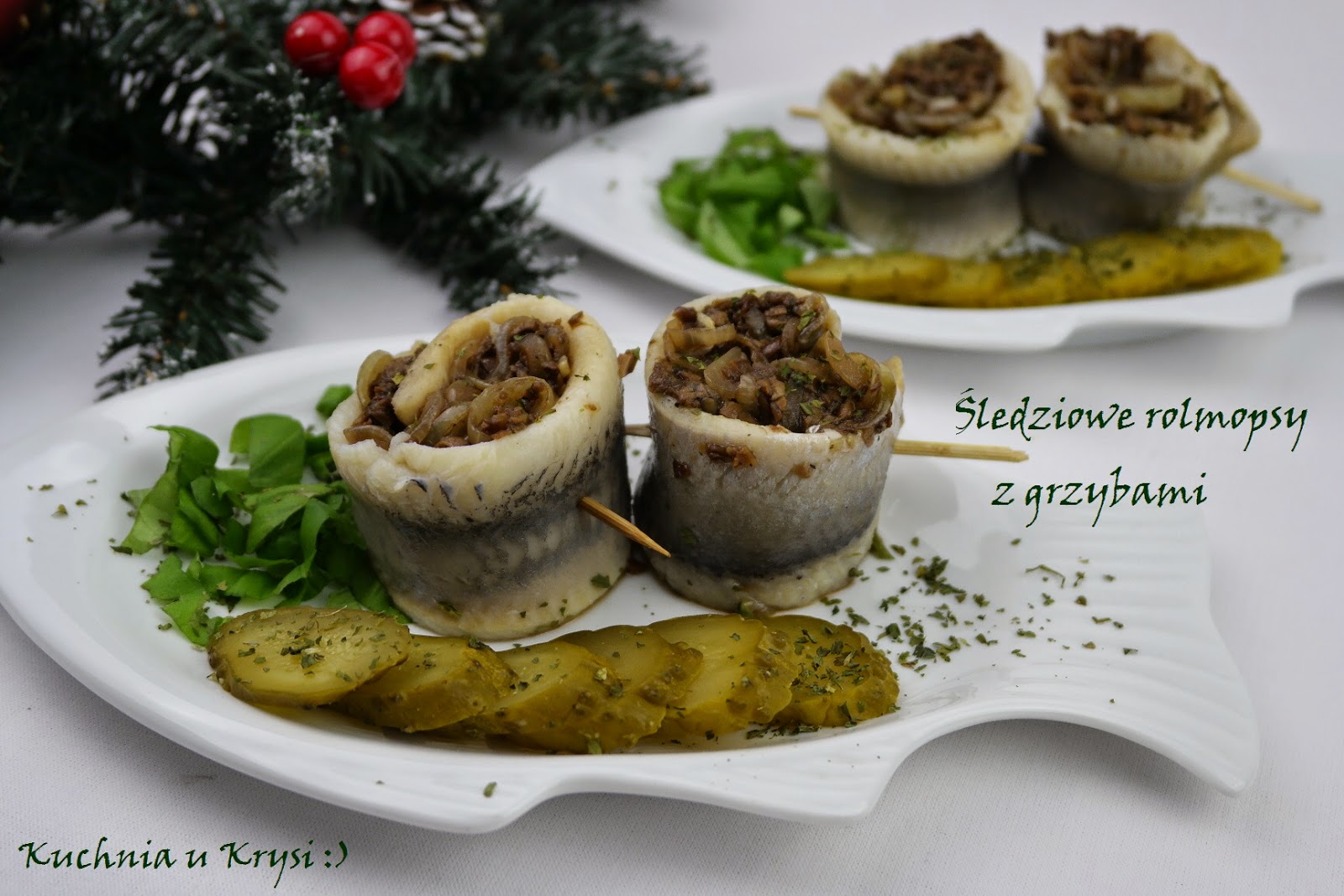 Kuchnia u Krysi : Śledziowe rolmopsy z grzybami