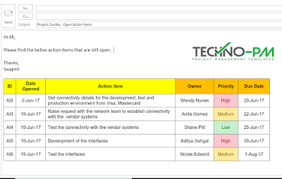 Action Items Template for Excel - Free Project Management Templates