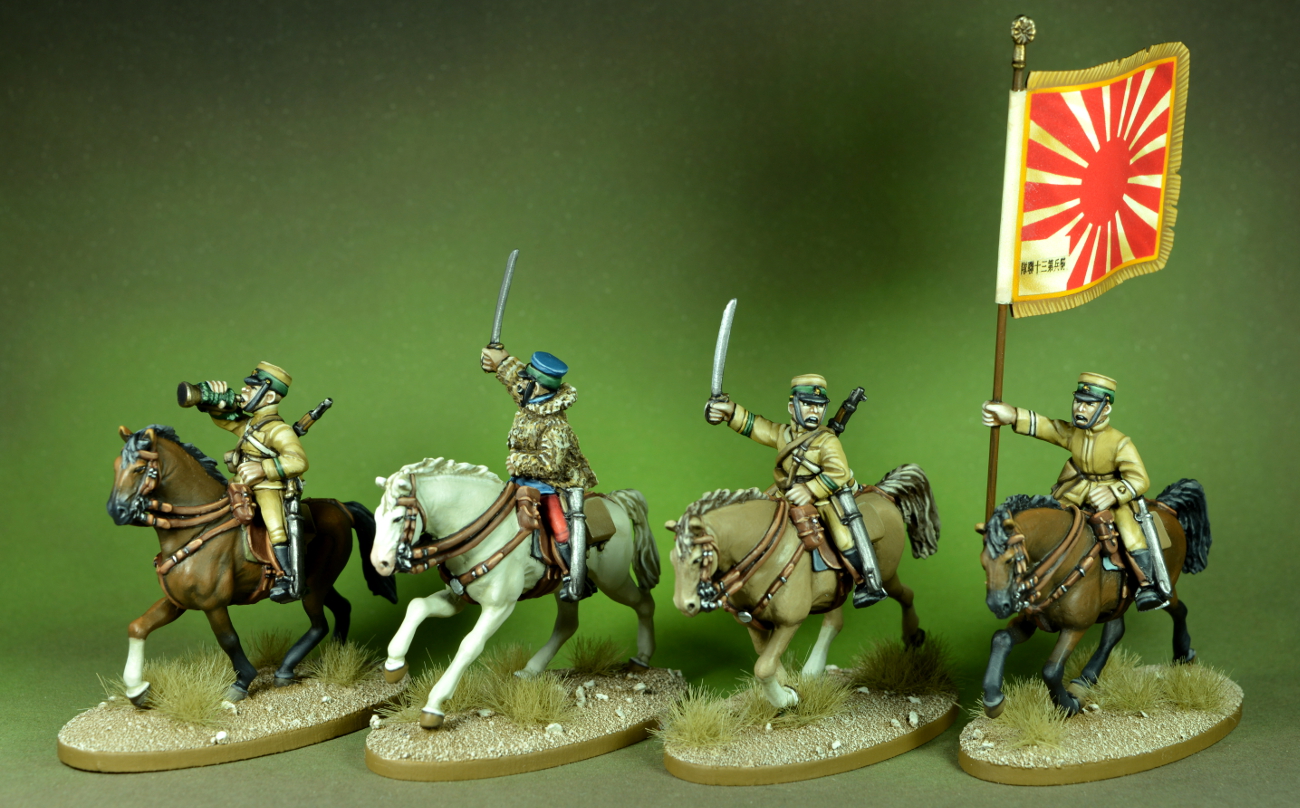 Tsuba Miniatures: Painted Japanese cavalry command, wounded and horse ...