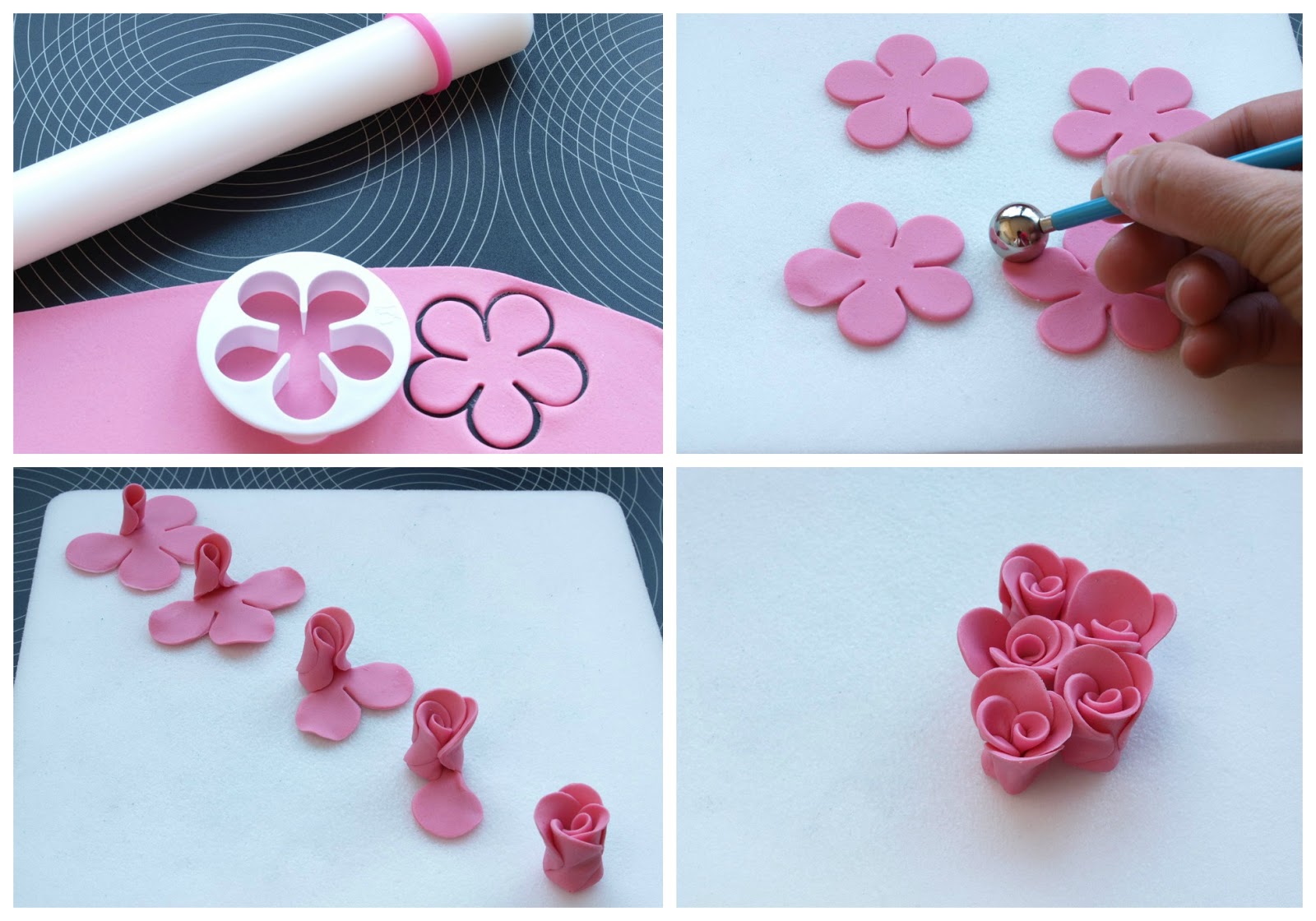 La guinda del pastel: Rosa fondant (sencilla)