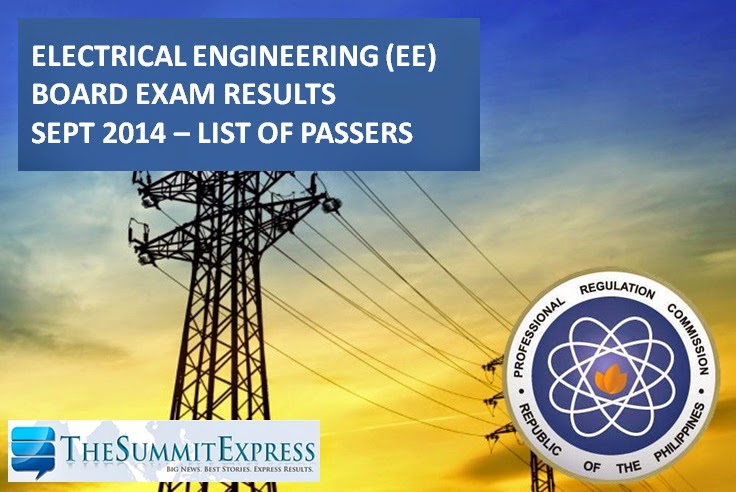 List of Passers: Electrical Engineering Board Exam Results September 2014