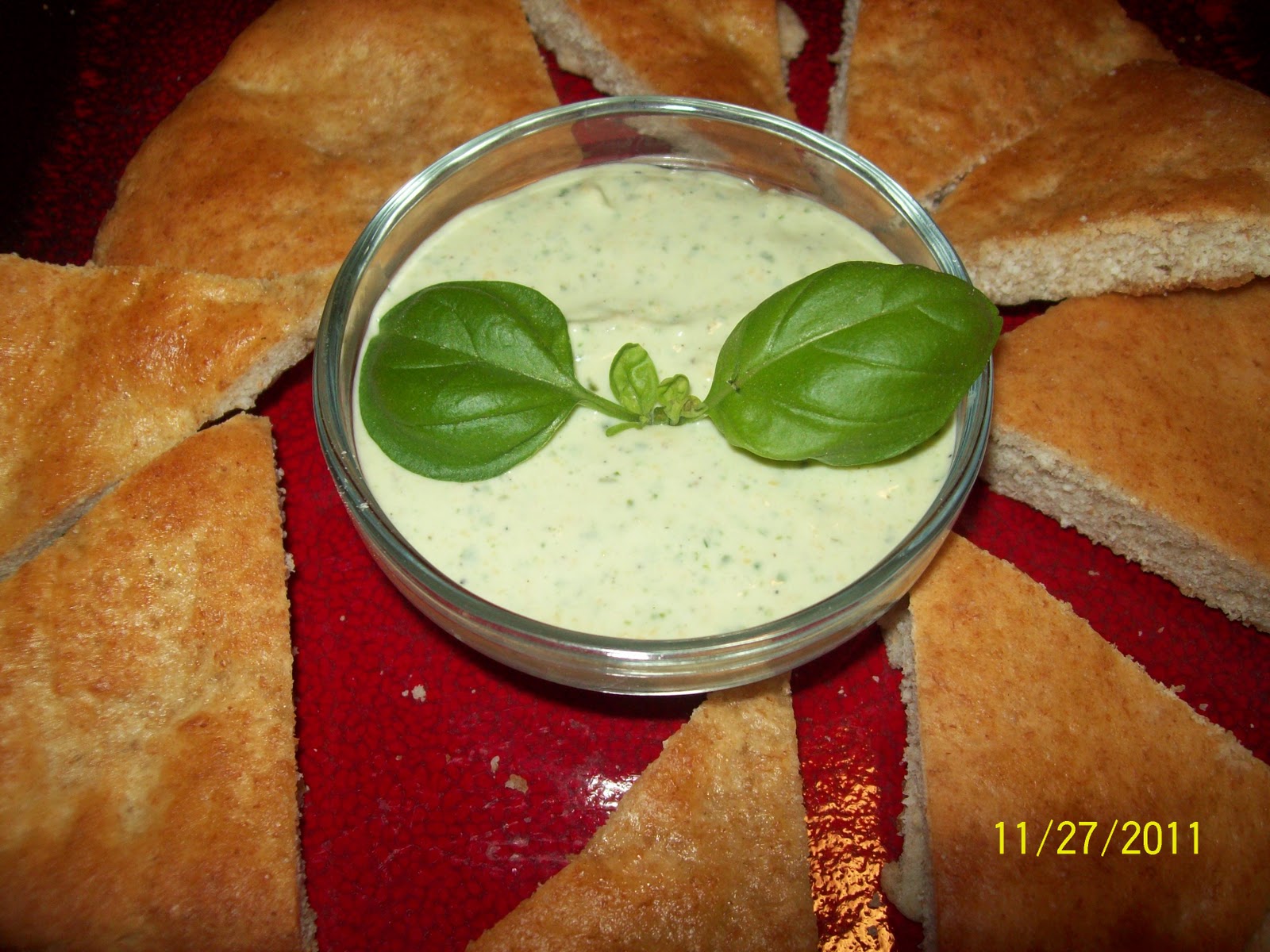 Part Time Hippy, Full Time Foodie: Basil Parmesan Dip with Pita Chips