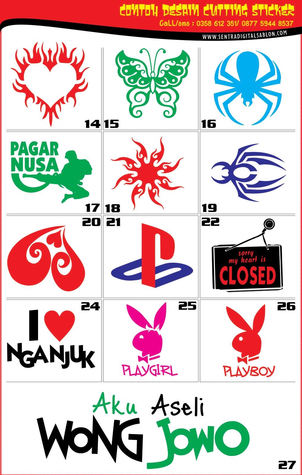 contoh model sticker cutting - bahasa hati koe