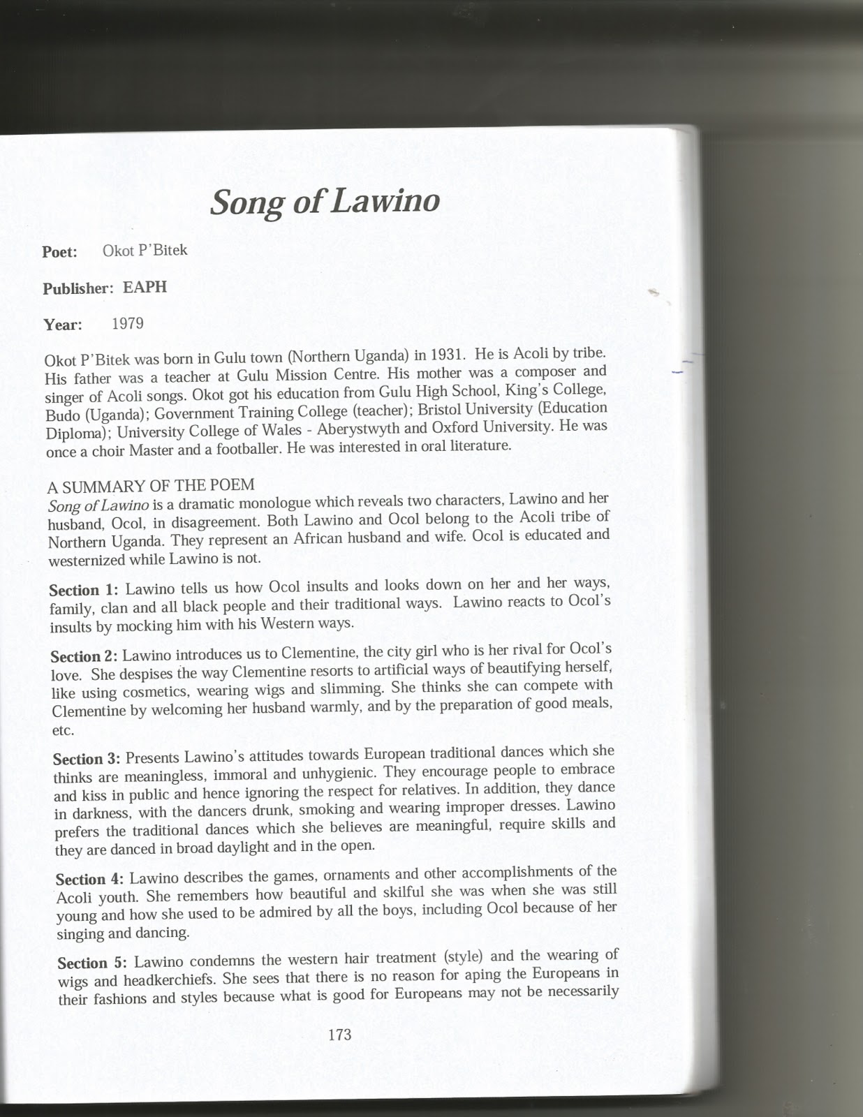 MWL JAPHET MASATU BLOG: SONG OF LAWINO & SONG OF OCOL ---POETRY--FORM 3 ...