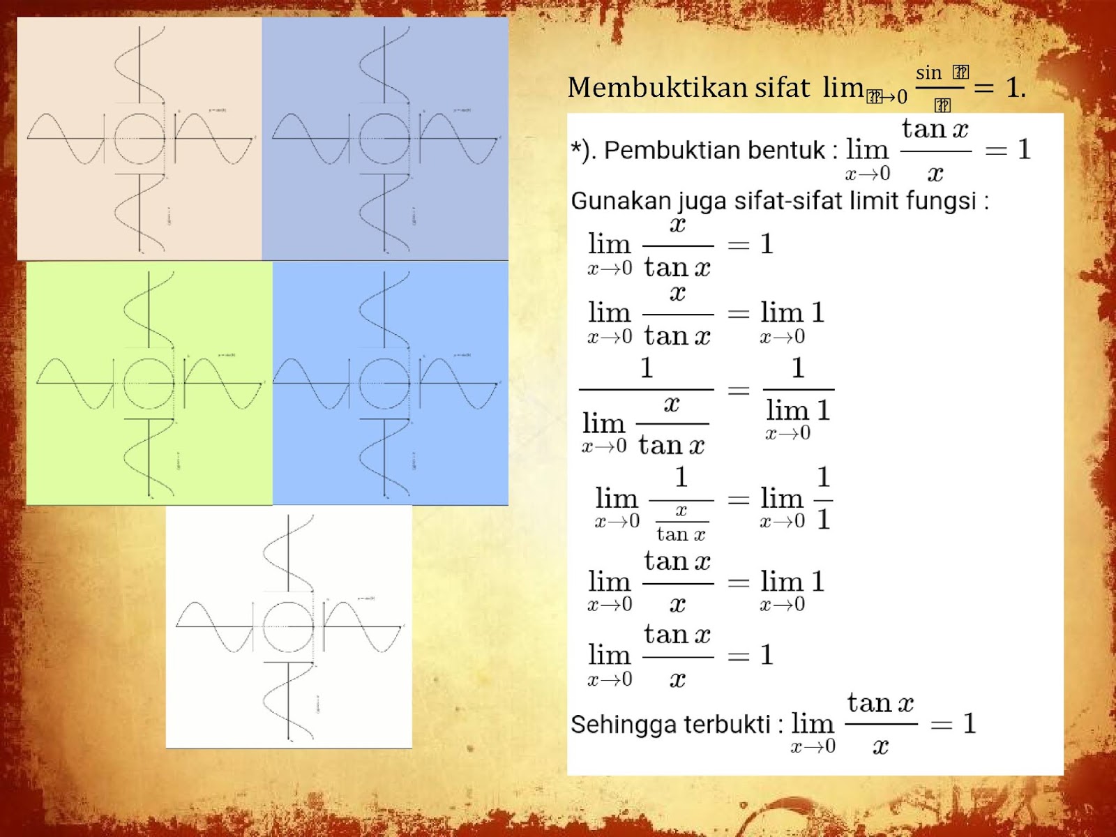Pembuktian Sifat Limit Fungsi Trigonometri : Teorema Limit Apit