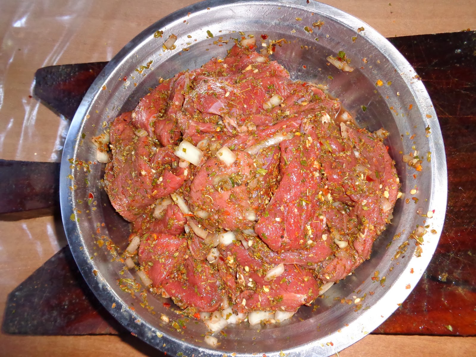 Preparando cecina, carne seca o beef yerky