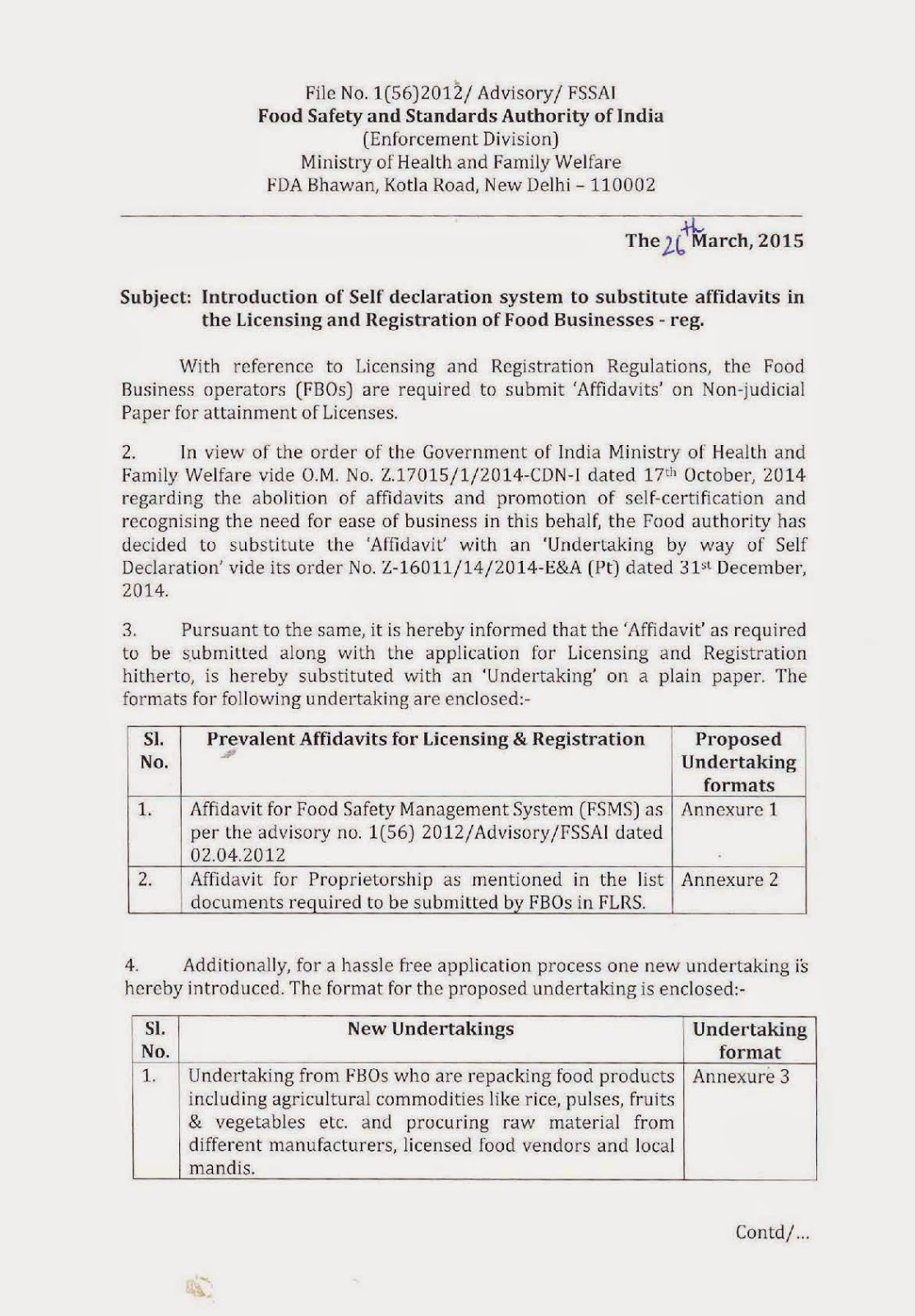 FOOD SAFETY LATEST: Mar 26, 2015