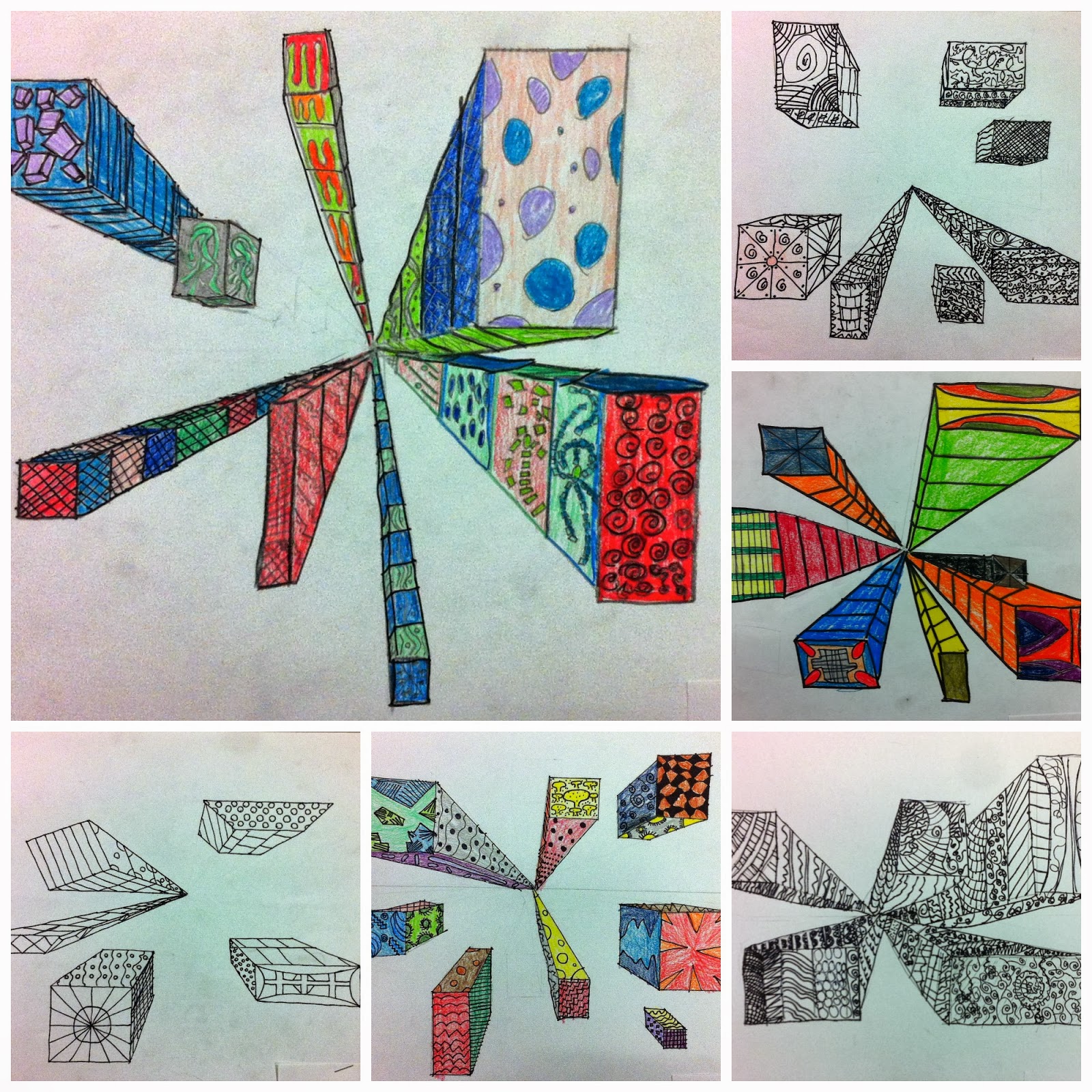 (the way cool) Donald Art Room: One point perspective: Flying Boxes