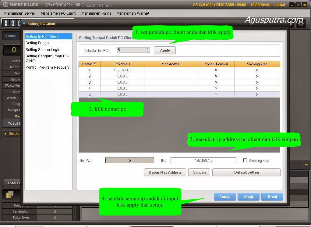 Seting IP Client Smart Billing