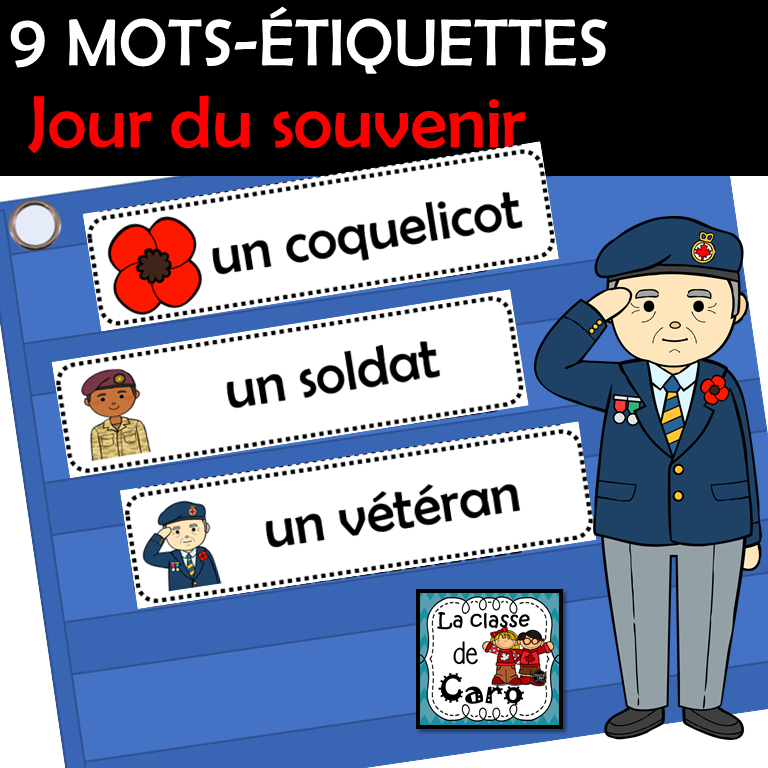 la classe de caro.: 9 MOTS-ÉTIQUETTES Thème: Jour du souvenir