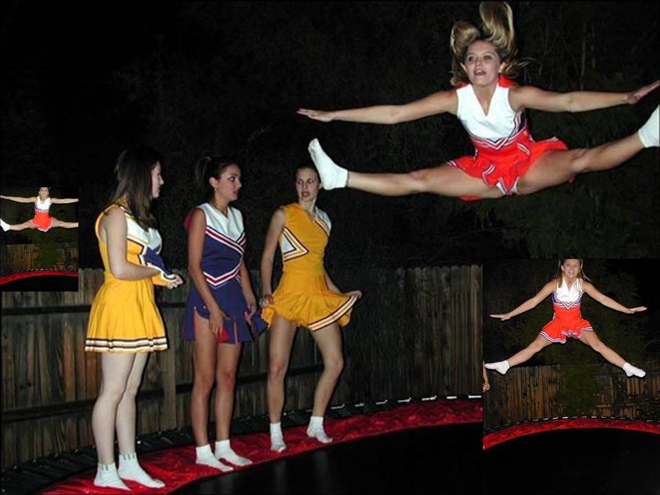 The White Socks Collection Project Cheerleaders Op Witte Sokjes Op Een Tramoline