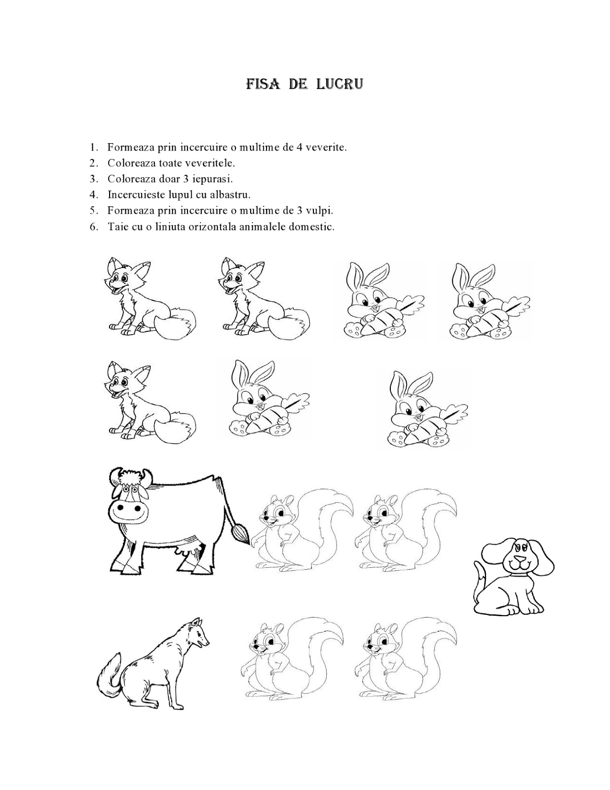 FISE de lucru cu ANIMALE salbatice si domestice :: Fise de lucru ...