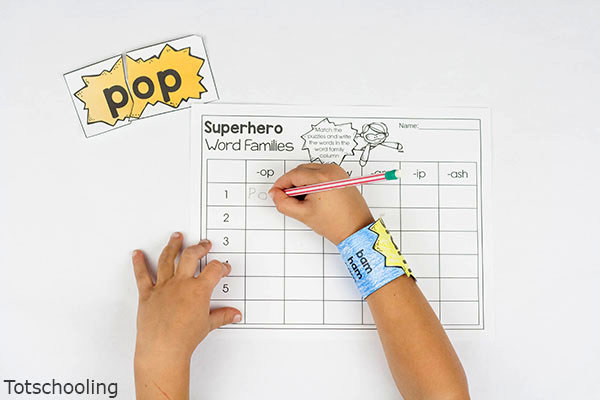 Superhero Word Families | Totschooling - Toddler, Preschool ...