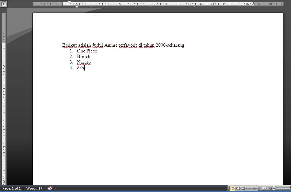 study, learn and clever: Penggunaan numbering Pada Ms.Word