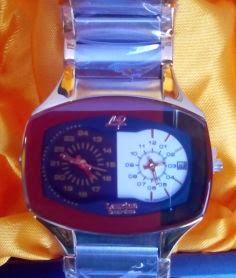 Laurine (PRG) Dual time zone, stainless steel unisex dress wristwatch ...