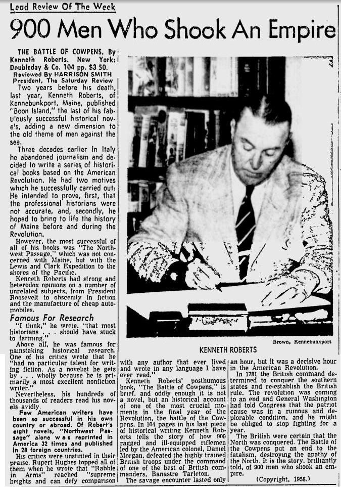 my military history research interests: Kenneth Roberts' "Newsworthy ...