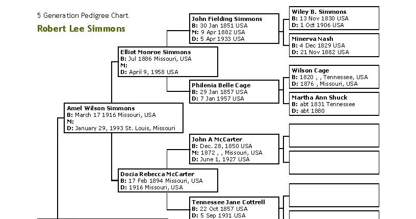 Simmons Family & Friends: Simmons Family Tree 1