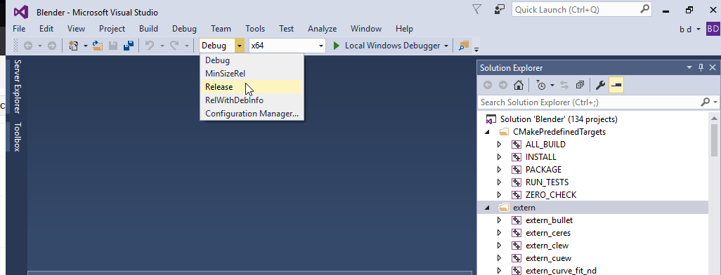 Building Blender source code