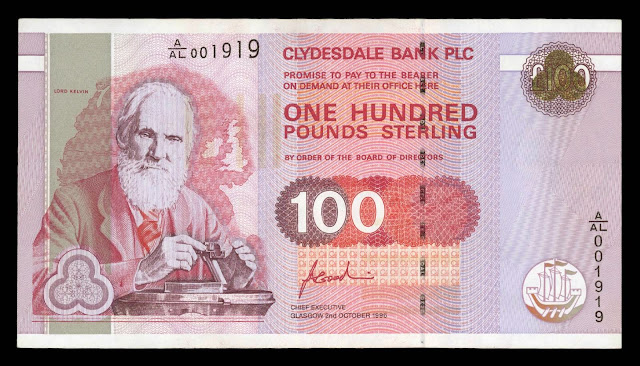 Clydesdale Bank 100 Pound Note 1996 Lord Kelvin|World Banknotes & Coins ...
