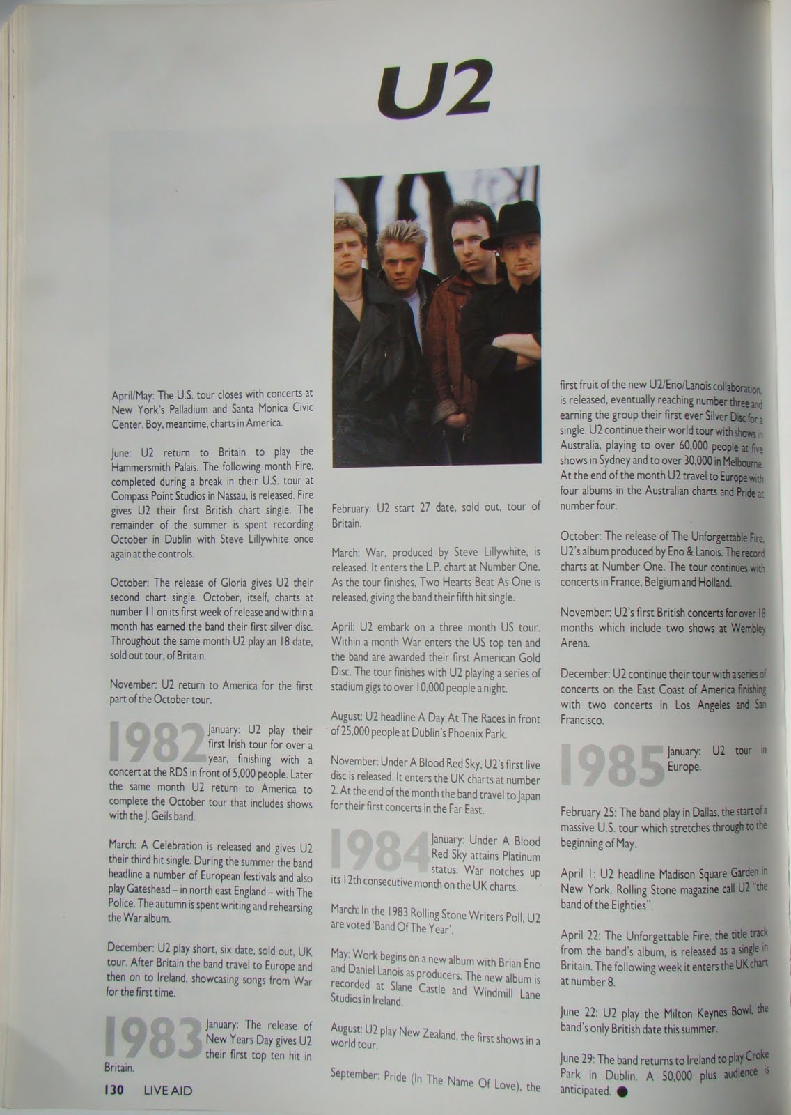 U2 Tour Programmes: Live Aid - 13 July 1985