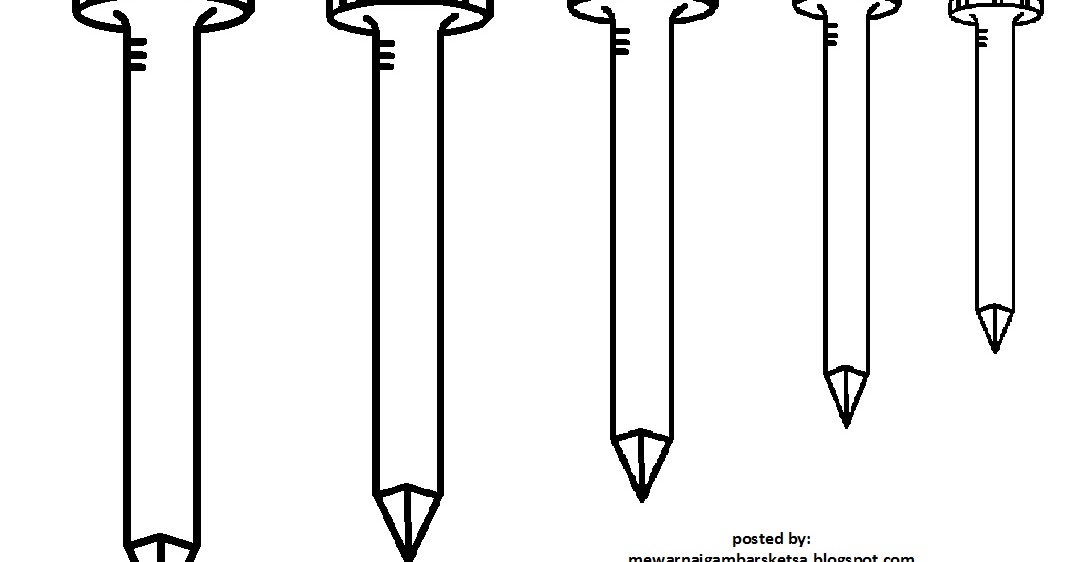 Mewarnai Gambar: Mewarnai Gambar Sketsa Paku 1