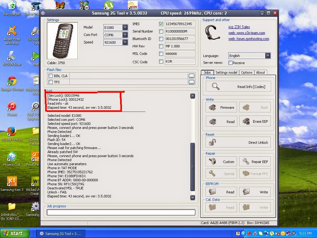 Samsung E1080F Simlock Unlock By Z3x Box - Edwin's Electronics ...