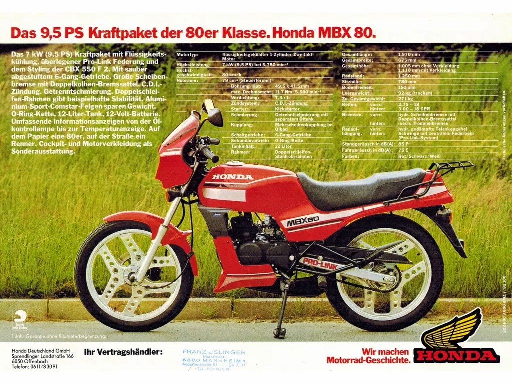 Honda MBX80 : Brochure: German 'Supersport in der 80er klasse'
