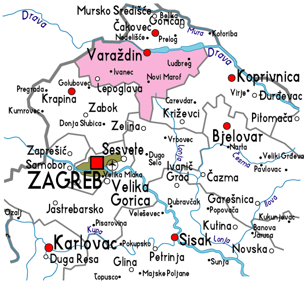 Map of Varazdin Province Area | Maps of Croatia Region City Political ...