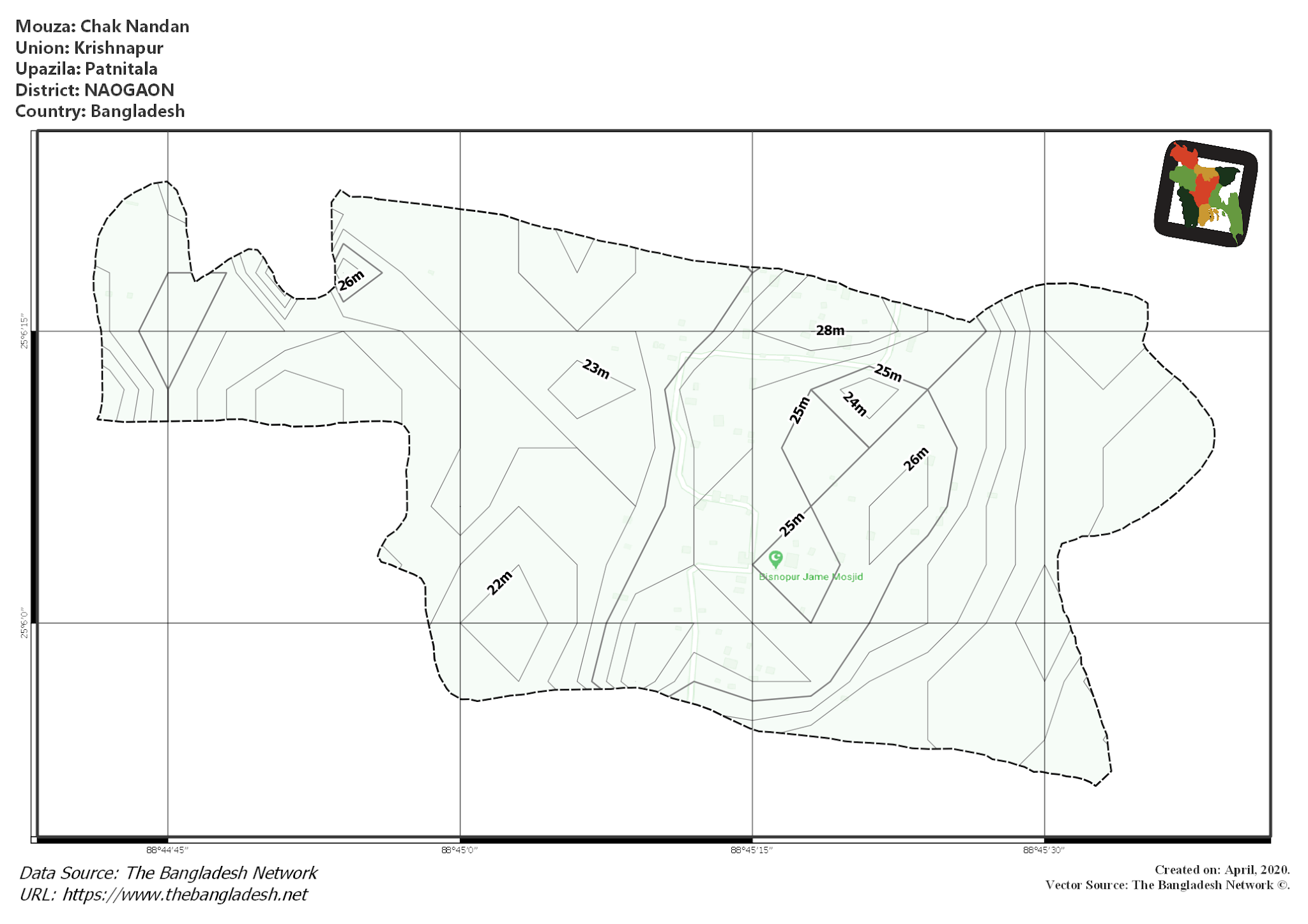 Map of Chak Nandan Mouza, Patnitala, Naogaon