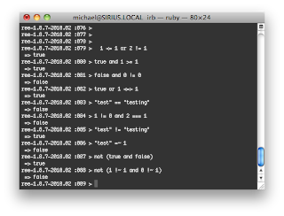 TESTHEAD: Exercise 28: Boolean Practice: Learn Ruby the Hard Way: Practicum