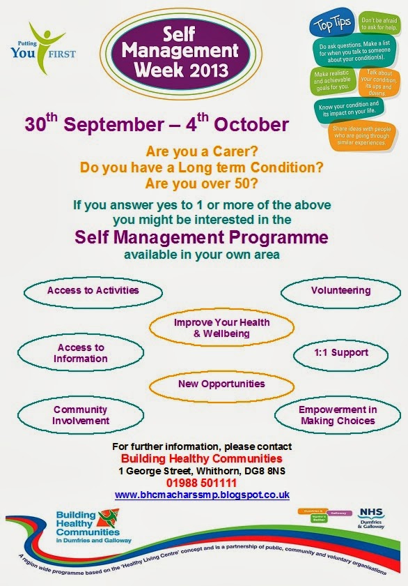 Building Healthy Communities (Machars): Self Management Week Poster
