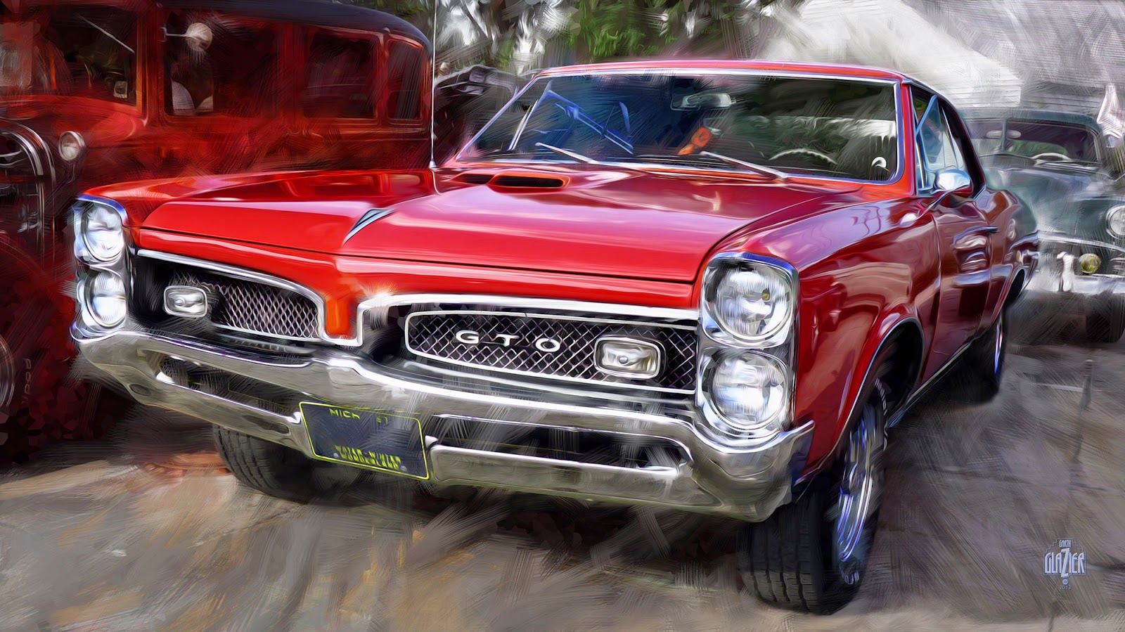 Garth Glazier: The Beautiful Line: Digital Painting: 1967 Pontiac GTO