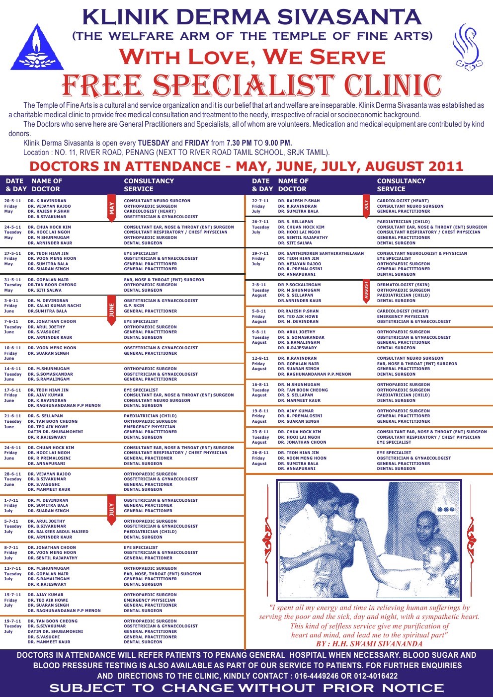 Modern & Multidimensional Iridology: Clinic Sivasanta Schedules - May ...