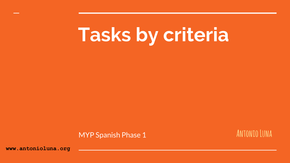 Tasks by criteria - phase 1 Luna profe