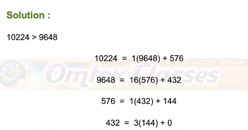 OMTEX CLASSES: Use Euclid’s Division Algorithm to find the Highest ...