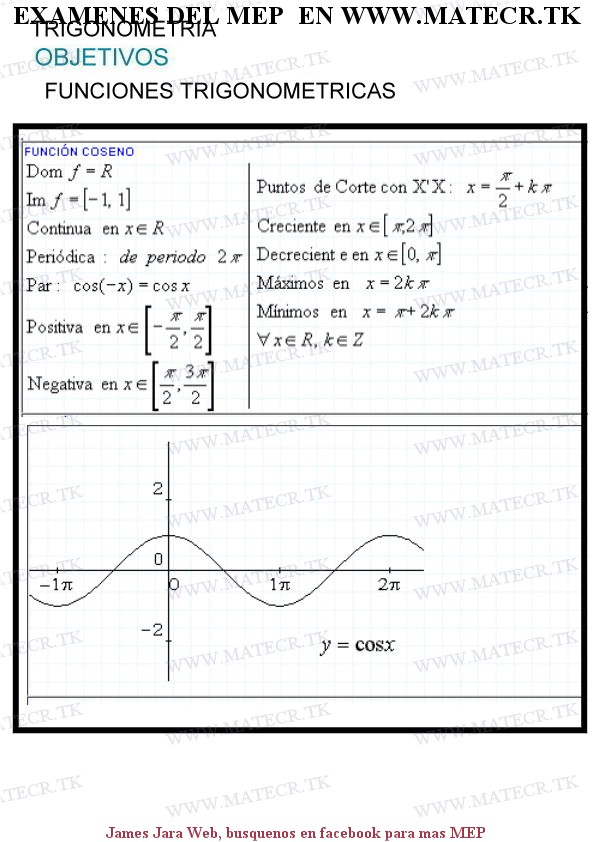 funcion trigonometrica coseno