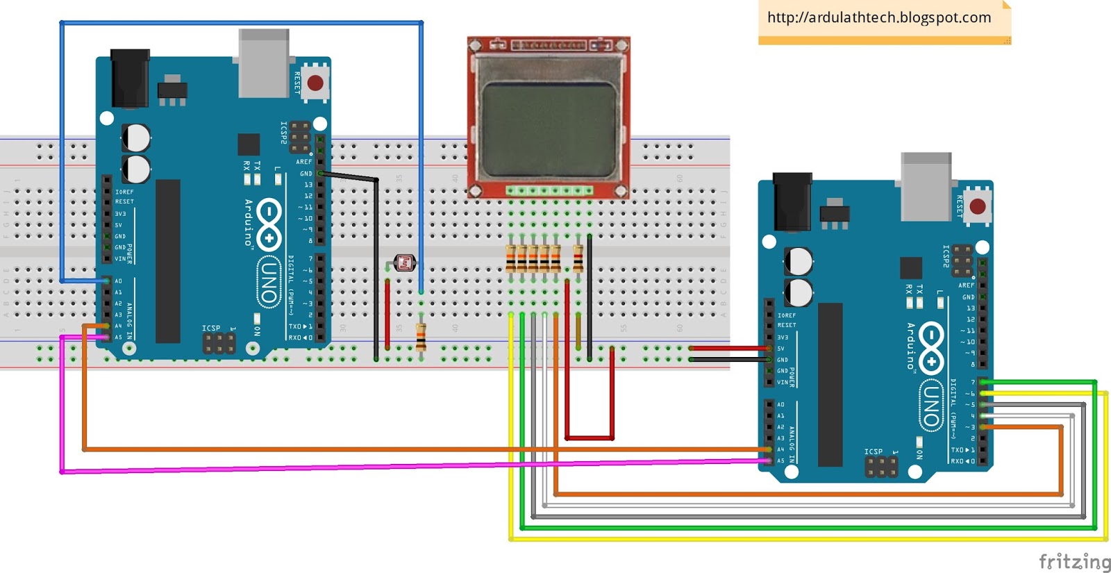 Arduino Projects: Arduino I2C communication and Light meter with Nokia ... Arduino Projects: Arduino I2C communication and Light meter with Nokia ...