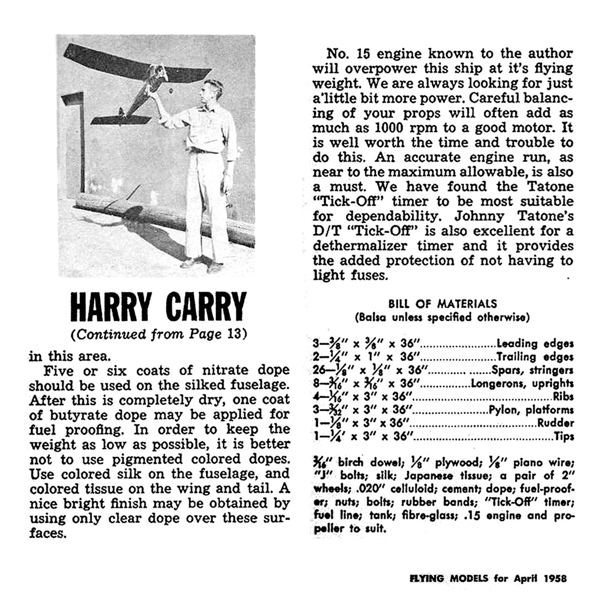 Volar Libremente - Free Flight Models Airplanes: HARRY CARRY de Harry ...