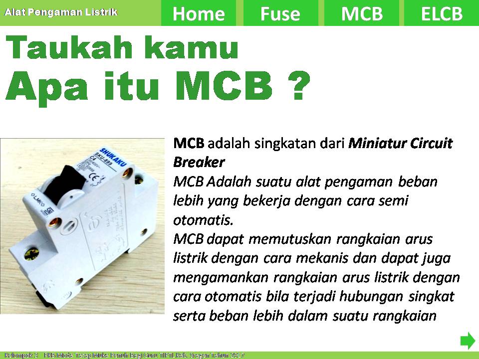 Alat Pengaman Listrik : Fuse, MCB dan ELCB (Tugas PKB TIPTL Modul D ...