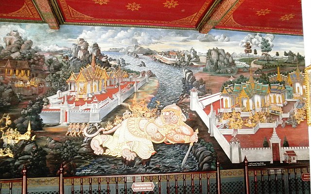 Indian Epics: Images and PDE Epics: Image: Hanuman Makes a Bridge