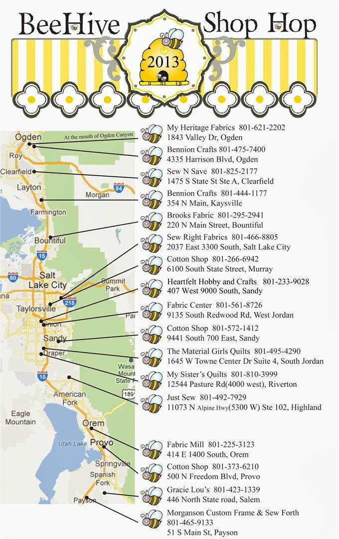 Beehive Shop Hop: 2013 Map