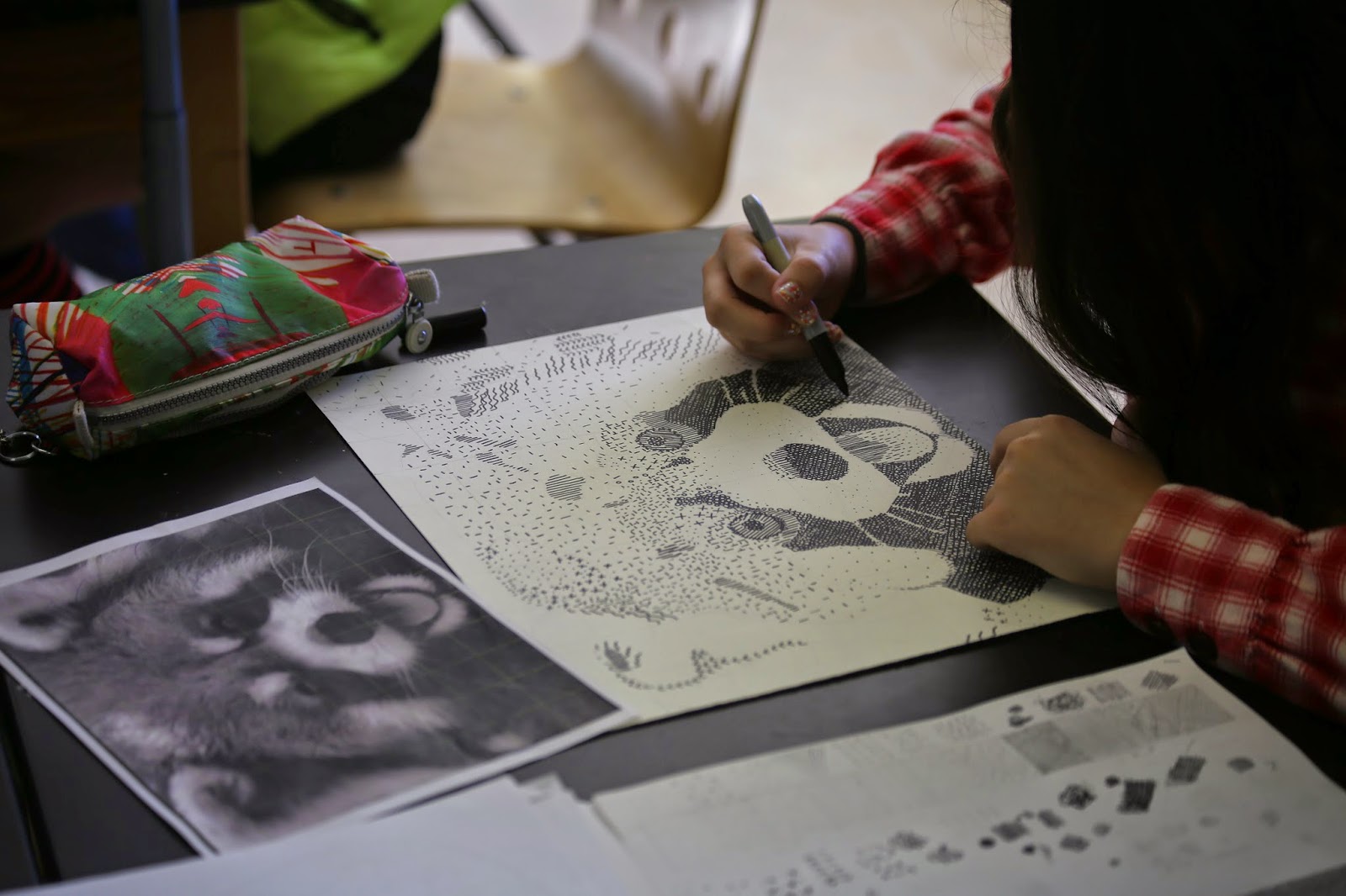 Grauer Art: Line technique drawing, 8th Grade Art