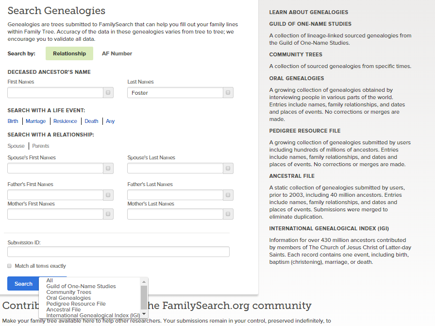 Now Study Your Last Name with Genealogies on FamilySearch.org ~ Saving ...