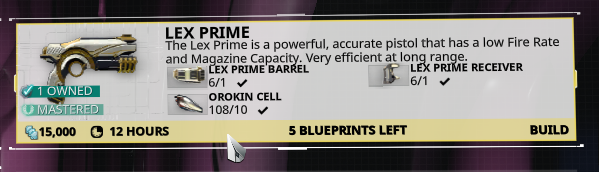 Ackbar's Tenno Report: Review: Lex Prime (U24.8.3)
