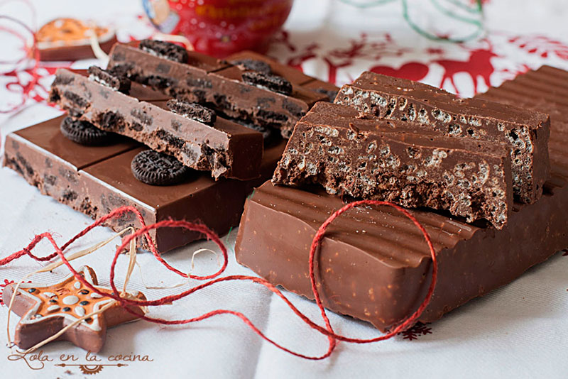 Turrón de chocolate crujiente y de Oreo - Lola en la cocina