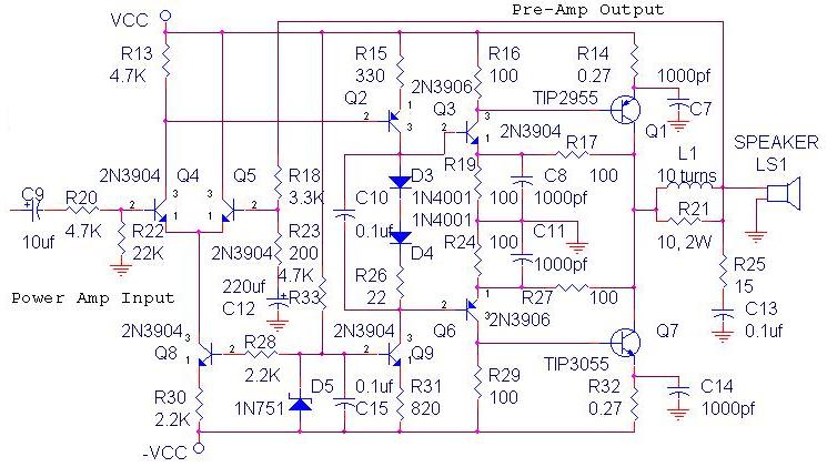 OCL 70 Waat Amplifier Schematic Circuit with Explanation- | Electronic ...