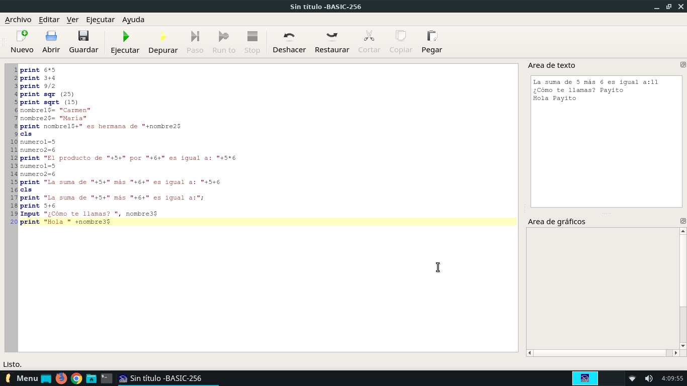 EJERCICIOS BASIC 256