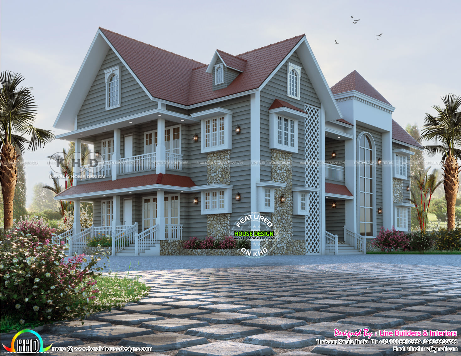 European touch sloping roof style house architecture - Kerala Home ...