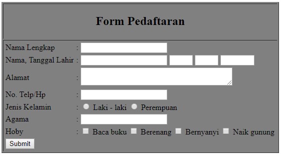 Cara Membuat Form Pendaftaran Dengan HTML [ Study Case ] - HTML Dasar